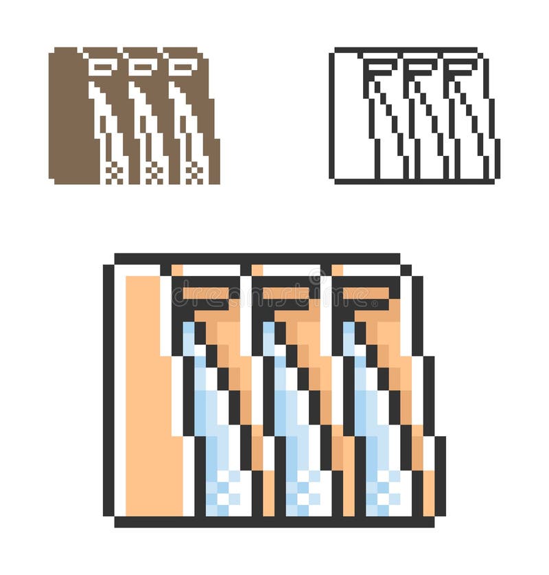 Pixel Icon of Hydro-electric Power Plant in Three Variants Stock Vector ...