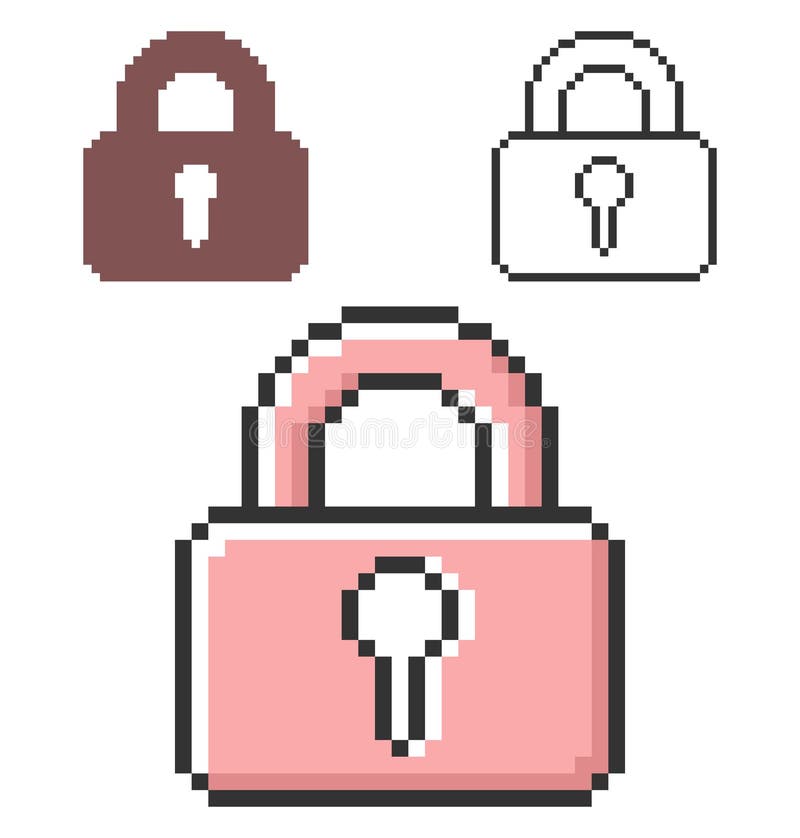 Pixel Icon of Locked Padlock Stock Vector - Illustration of icon, metal ...