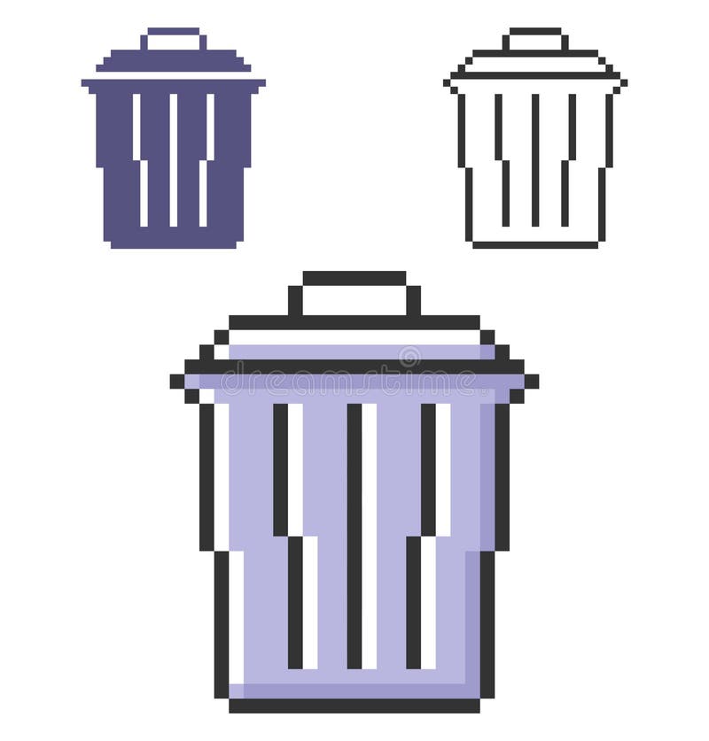 Pixel icon of refuse bin stock vector. Illustration of button - 124065698