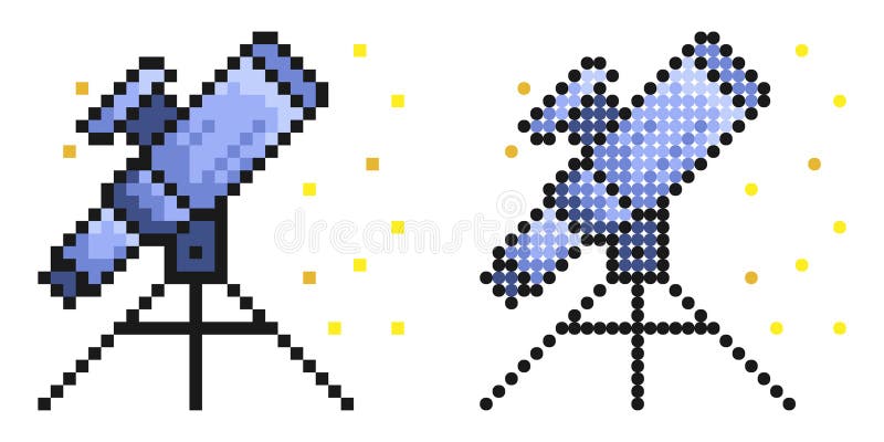 Pixel Icon. Telescope for Observing Space, Stars and Planets of Solar ...