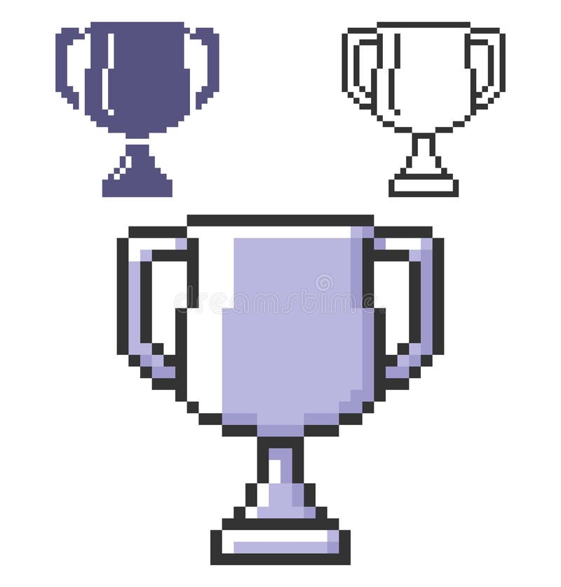 Pixel Icon of Winner Trophy Cup in Three Variants Stock Vector ...