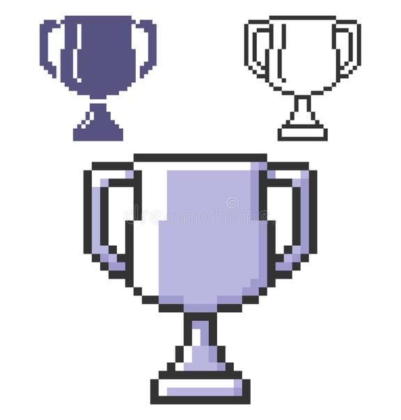 Pixel Icon of Winner Trophy Cup in Three Variants Stock Vector ...