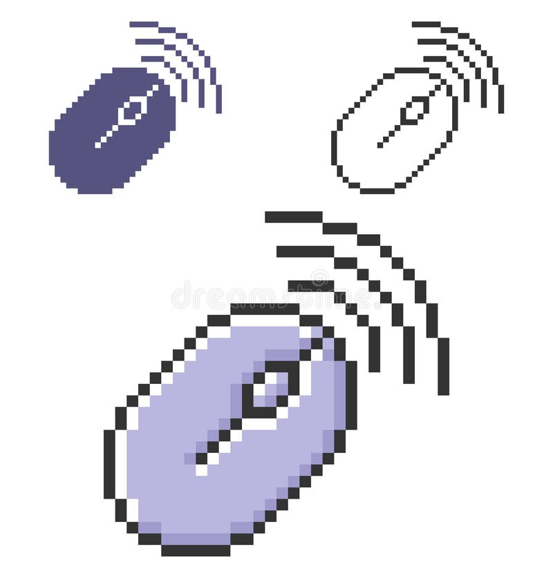 Pixel Icon of Wireless Mouse in Three Variants Stock Vector ...