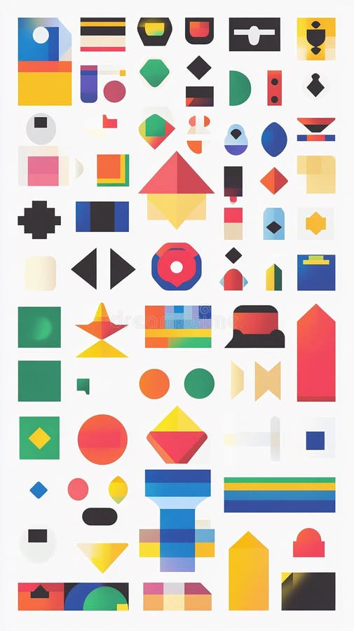 Pixel Icons of Basic Geometric Shapes in Different Colors and Patterns ...