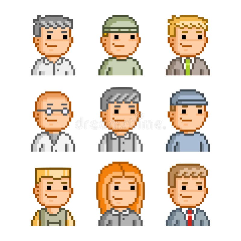 Pixel icons of people stock illustration. Illustration of male - 61675909