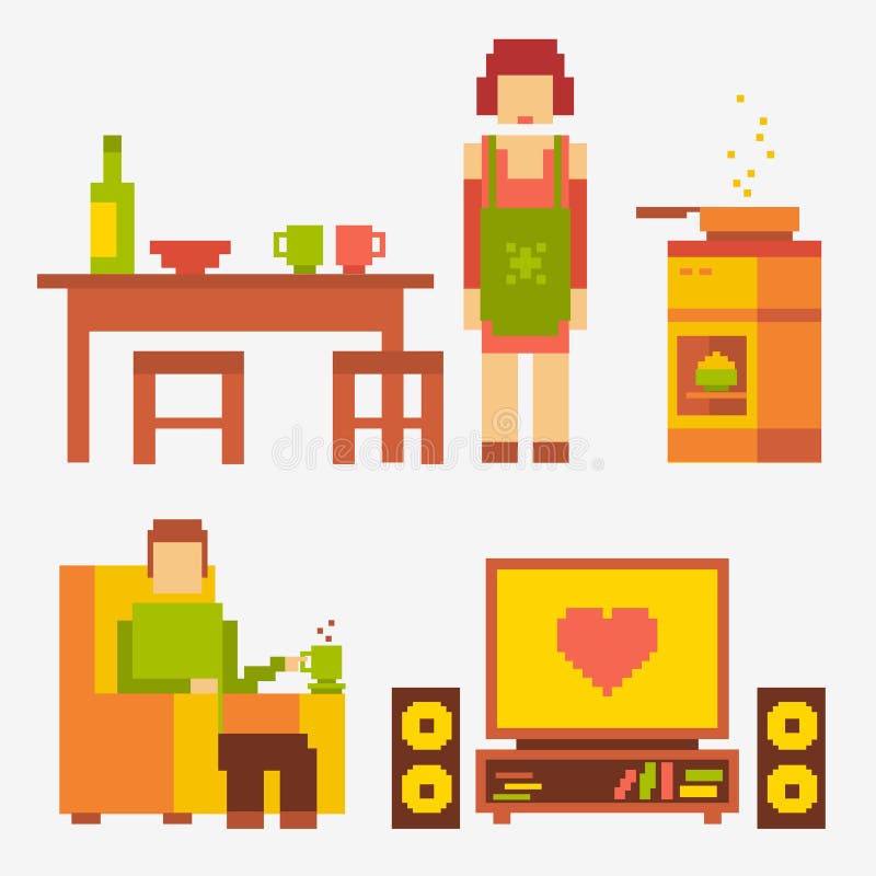 Pixel illustration people stock illustration. Illustration of print ...