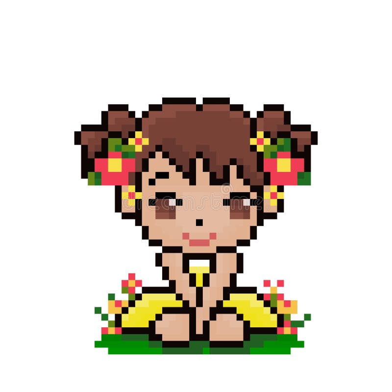 Pixel Little Girl for 8 Bit Game Assets in Winter Stock Vector ...