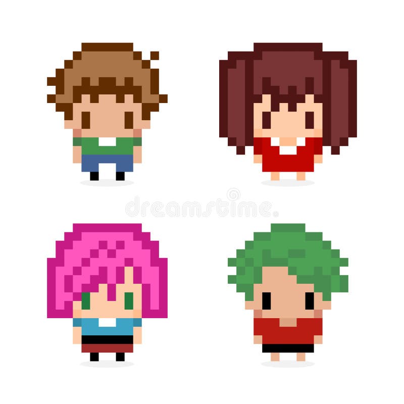 Vector Pixel Art Kids Character Design Stock Illustrations – 334 Vector ...