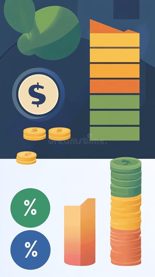 Pixel Infographic of a Budget Breakdown with Percentage Labels and ...
