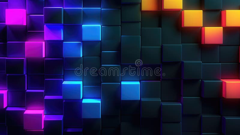 Pixel Inspired Modern Office Cubes in Colors, Wallpaper Design, Ai ...