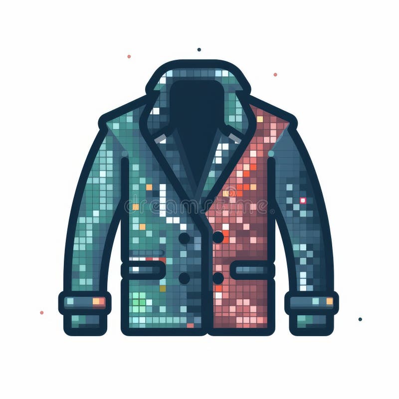 Pixel Jacket Icon on White Background Stock Illustration - Illustration ...
