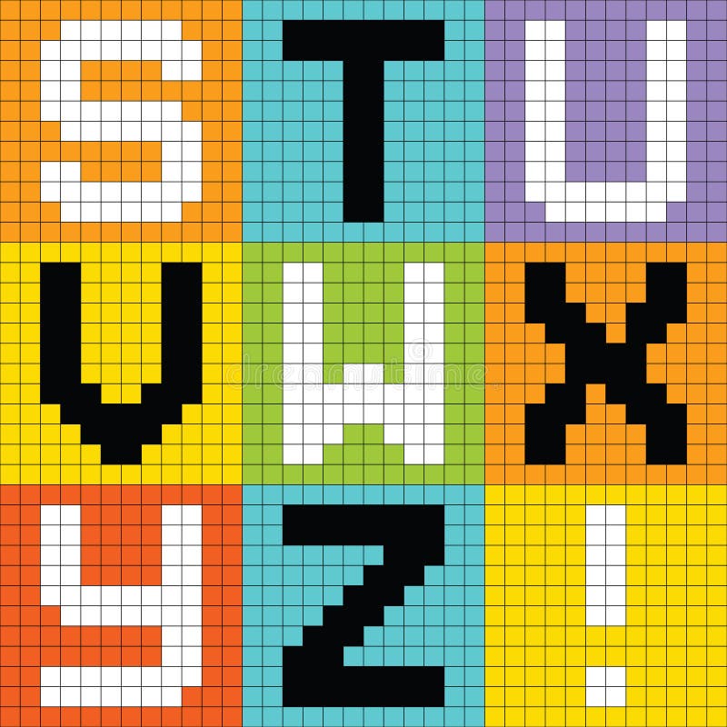 Pixel Letters Set 1: ABC DEF GHI Stock Vector - Illustration of ...