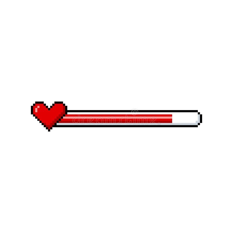 Pixel Life or Health Bar, with a Red Heart. Game Interface Stock ...