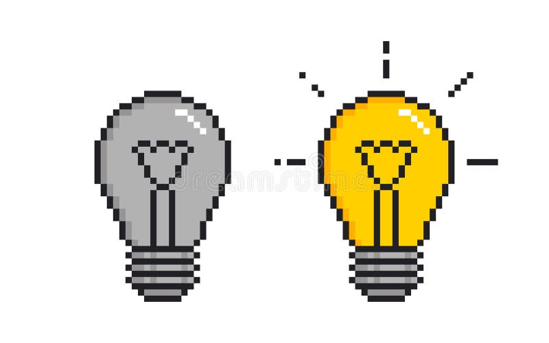 Pixel Light Bulb. Turned on and Off Electric Pixelated Light Bulb or ...