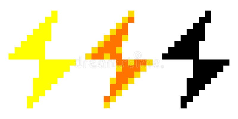 Pixel Lightning Bolt Retro Icon. Thunder Symbol Stock Vector ...