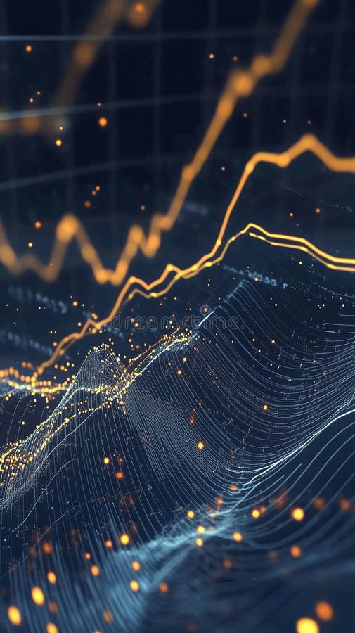 Pixel Line Chart Showing Exponential Growth in a Futuristic Finance ...