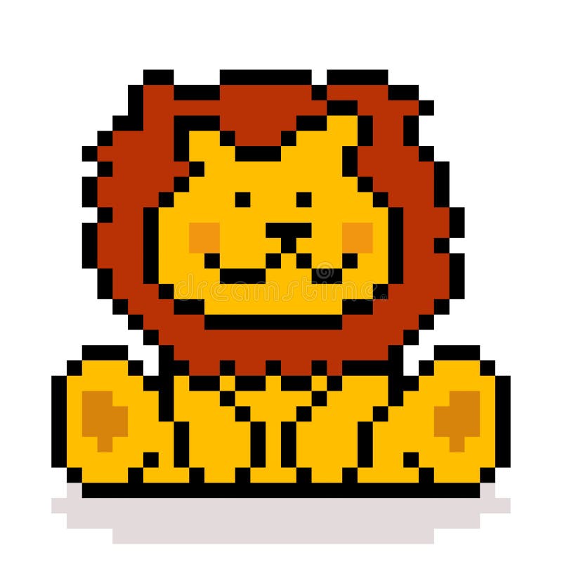 Pixel Lion is Sitting Image for Cross Stitch Stock Vector ...