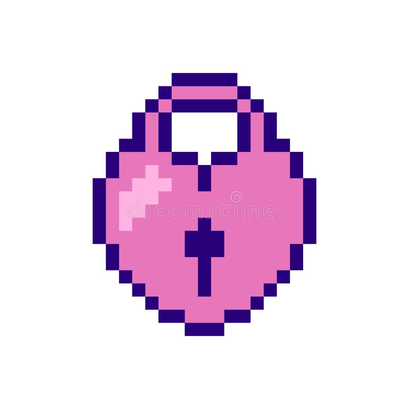 Pixel Lock in the Shape of Heart. Vector Icon for Mobile Game, Web ...
