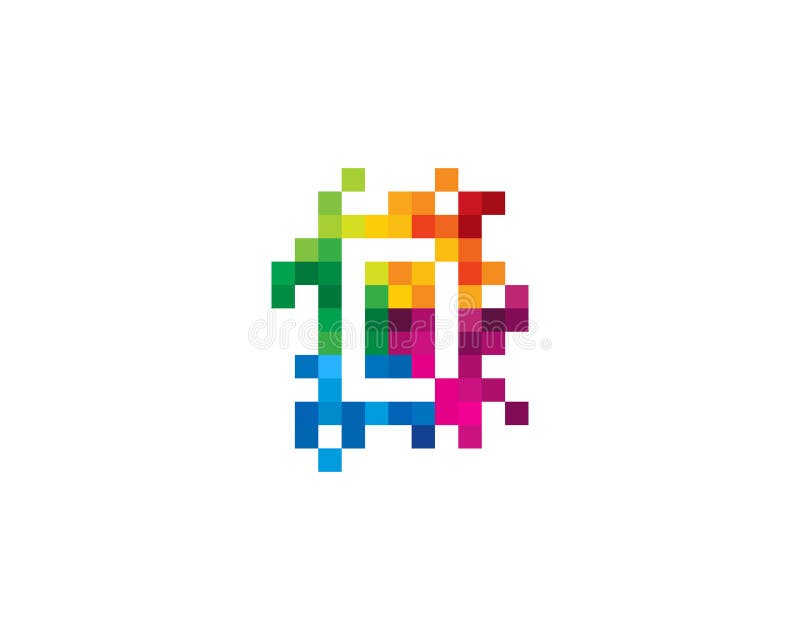 Pixel Logo Icon Design Del Mosaico De La Letra De D Ilustración del ...