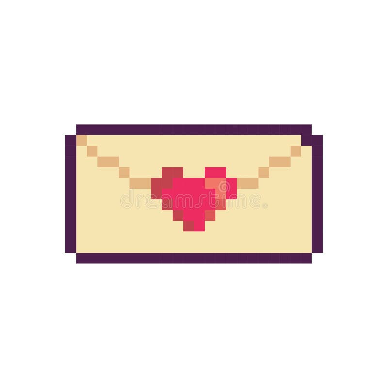 Pixel Love Letter, Mail, 8 Bit, Retro, Y2k Pixel Icon on a Completely ...