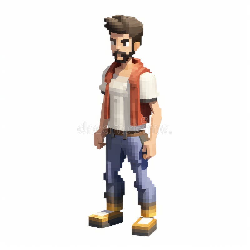 Isometric Pixel Art Avatar of Jacob in 8-bit Cartoon Style Stock ...