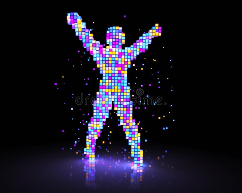 Pixel Man jumping stock illustration. Illustration of energy - 86319841