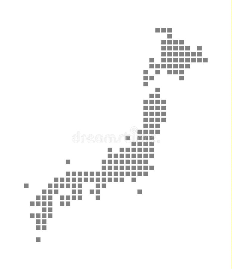 Pixel Map of Japan. Vector Dotted Map of Japan Isolated on White ...
