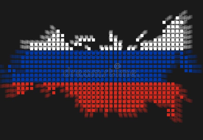 Pixel Map of Russia with the Flag Inside Stock Vector - Illustration of ...