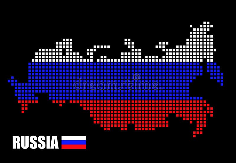 Pixel Map of Russia with the Flag Inside Stock Vector - Illustration of ...