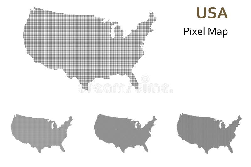 United States of America USA Pixel Map Vector Isolated on White ...