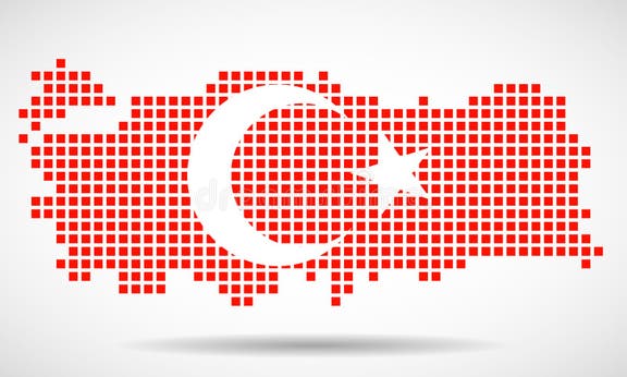 Pixel Map of Turkey with the Flag Inside Stock Vector - Illustration of ...