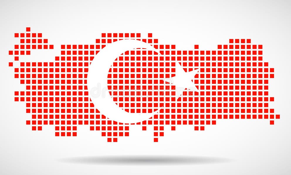 Pixel Map of Turkey with the Flag Inside Stock Vector - Illustration of ...