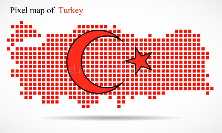 Pixel Map of Turkey with the Flag Inside Stock Vector - Illustration of ...