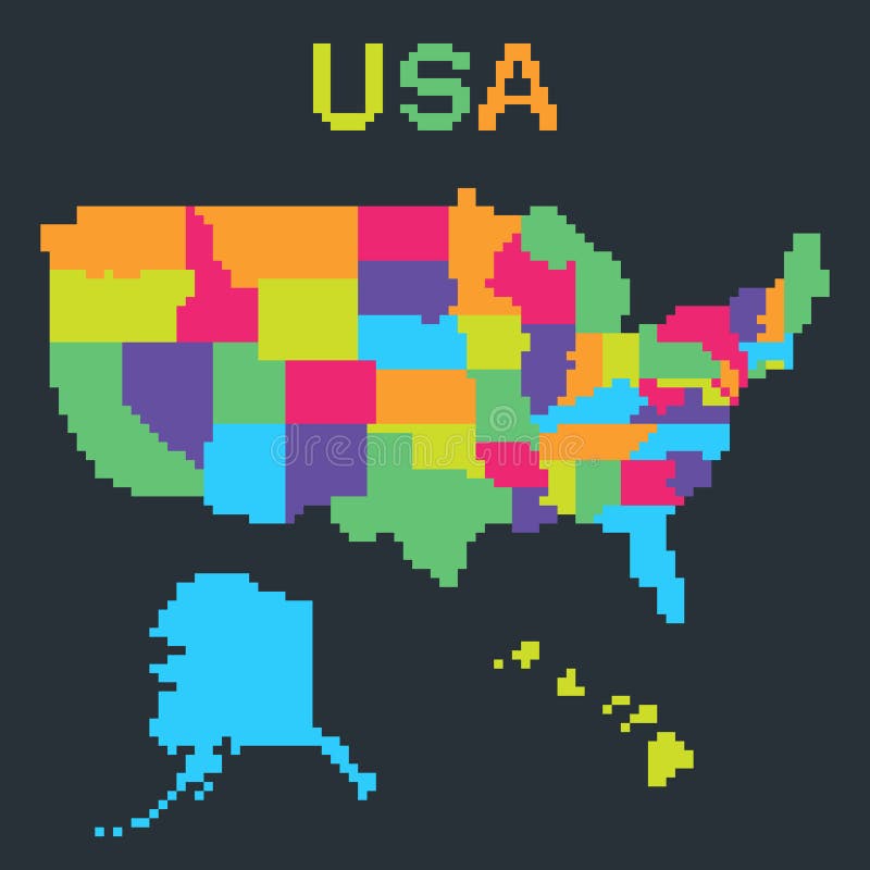 50 USA States Map Pixel Perfect Icons for Black Background Stock Vector ... 50 USA States Map Pixel Perfect Icons for Black Background Stock Vector ...