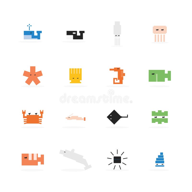 Pixel art animal faces stock vector. Illustration of pixelated - 29511801