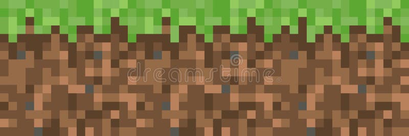 Pixel Minecraft Style Land Background. Concept of Game Ground Pixelated ...
