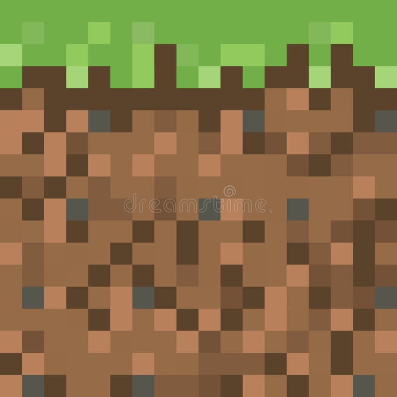 Pixel Minecraft Style Land Background. Concept of Game Ground Pixelated ...