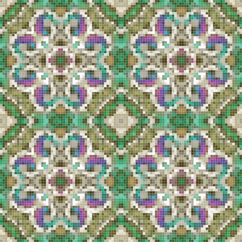 Pixel Mosaic Seamless Pattern Design, Repeat Textile Design. Fabric Print Stock Illustration ...