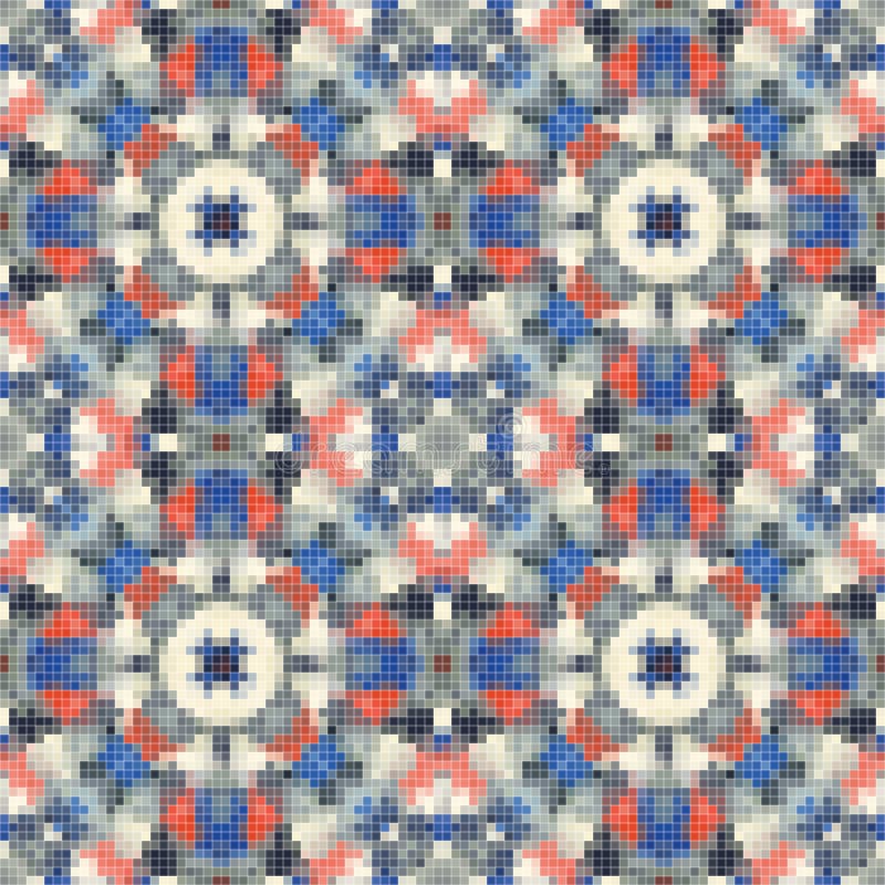 Pixel Mosaic Seamless Pattern Design, Repeat Textile Design. Fabric Print Stock Illustration ...