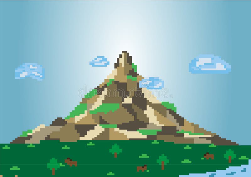 Pixel-Mountain-Background stock vector. Illustration of graphic - 68727924
