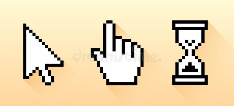 Pixel Mouse Cursors, Pointing and Waiting Stock Vector - Illustration ...