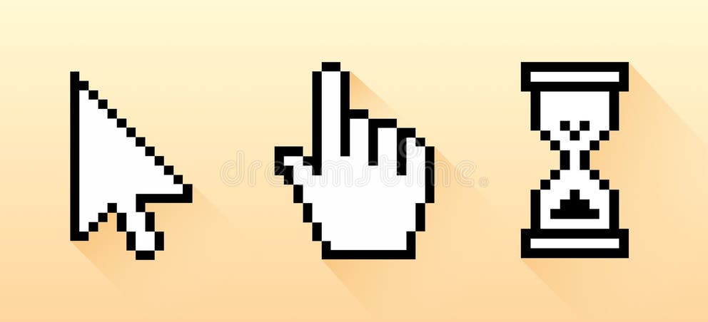 Pixel Mouse Cursors, Pointing and Waiting Stock Vector - Illustration ...