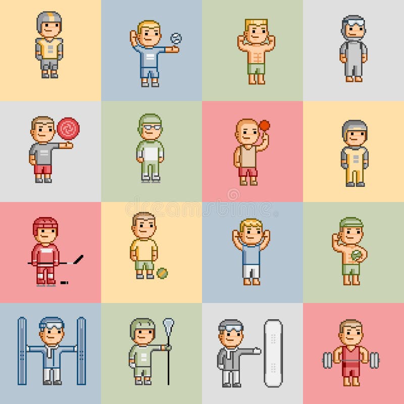 Pixel Art Athletes and Different Sports Stock Vector - Illustration of ...