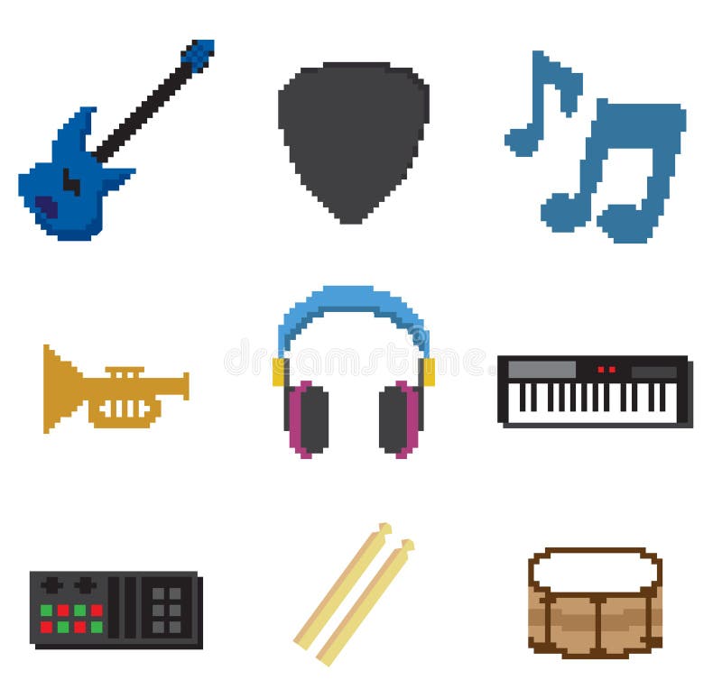 Pixel music stock vector. Illustration of hobby, guitar - 33812288