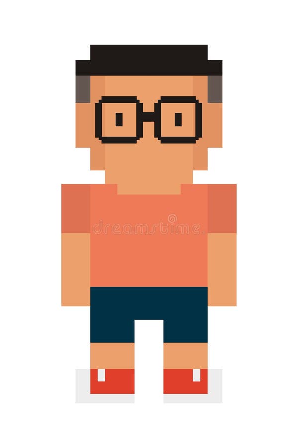 Pixel nerd guy stock vector. Illustration of retro, character - 273186478