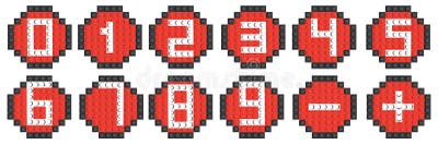 Pixel Numbers on a Red Background are Made from the Constructor Stock ...