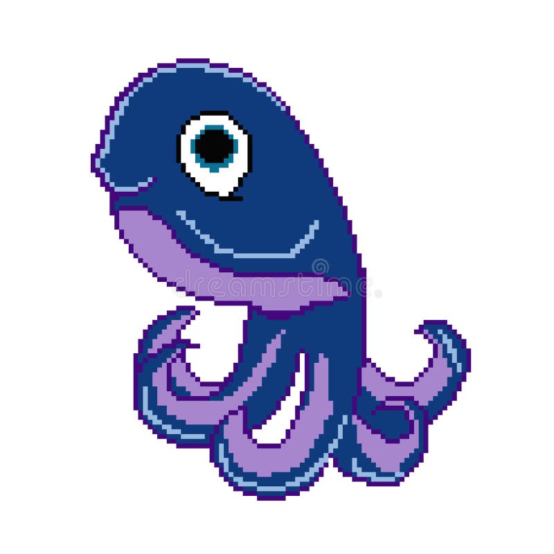 Pixel octopus stock vector. Illustration of sign, decoration - 72882479