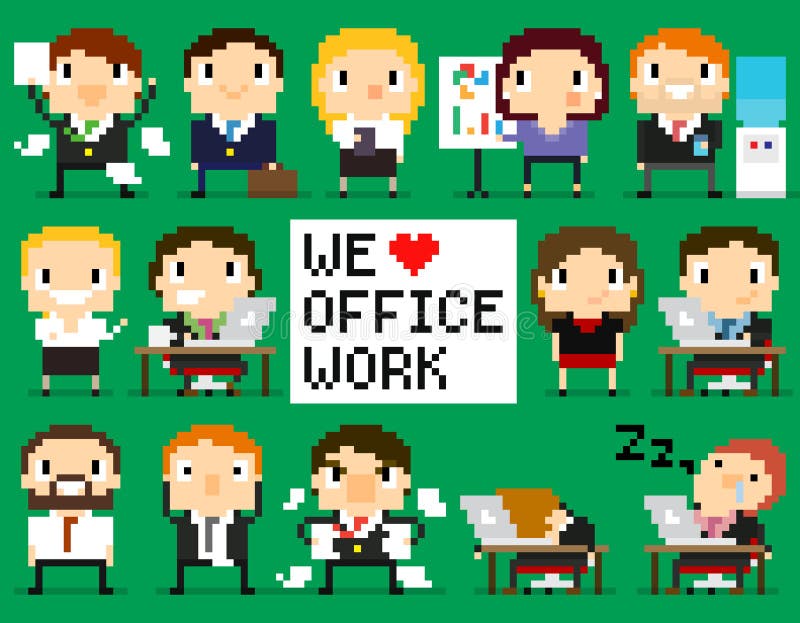 Pixel Office People stock vector. Illustration of corporate - 76936685
