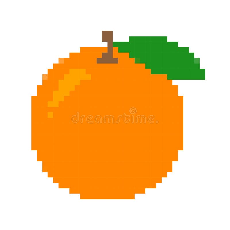 Orange, Pixel Orange Fruit, Pixilated Orange for Icon, Pixel Orange for ...