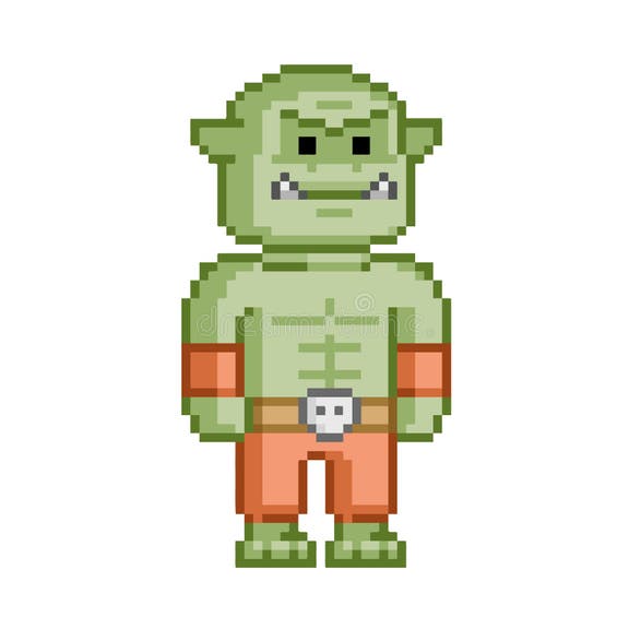 Pixel Orc for 8 Bit Video Game Stock Vector - Illustration of soldier ...